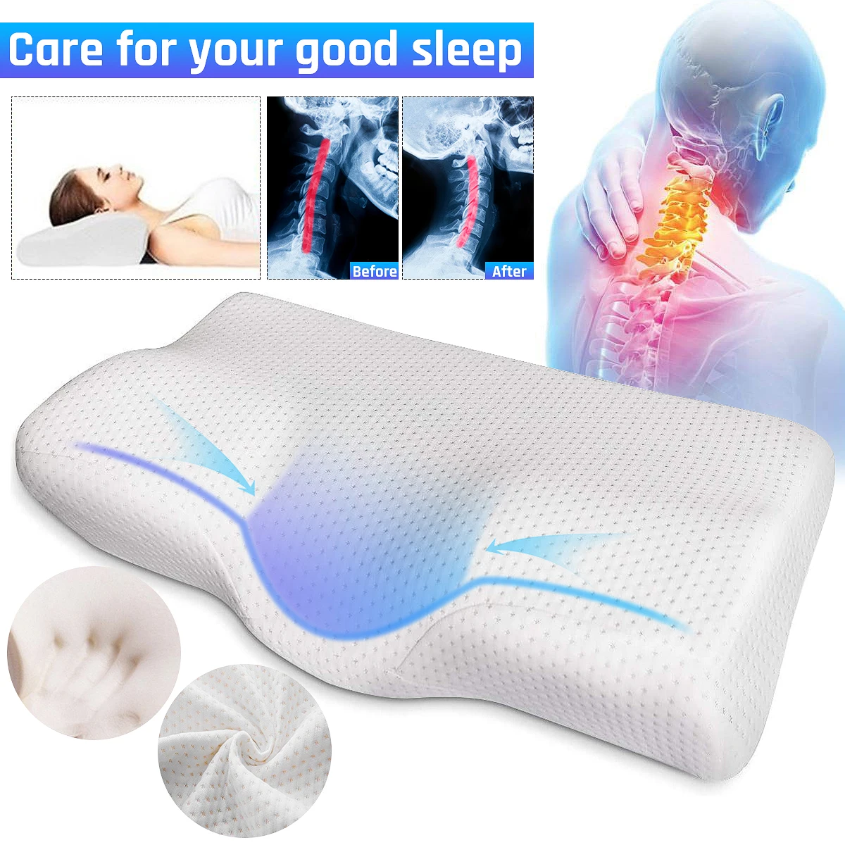 Slow-Rebound-Memory-Foam-Pillow-Cervical-Contour-Pillow-for-Neck-Pain ...