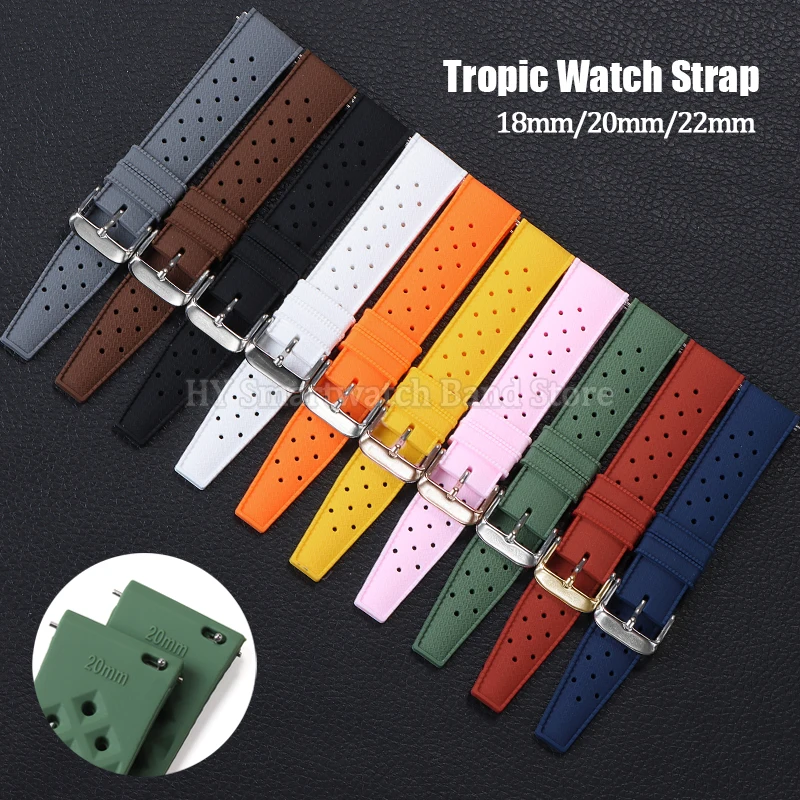 Tropic Silicone Strap for Seiko 18mm 20mm 22mm for Omega for Tudor ...