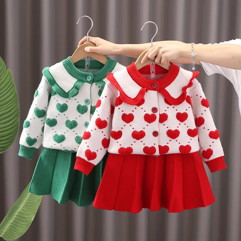 2024-Autumn-Winter-Infant-Girl-2PCS-Clothes-Set-Love-Turn-Down-Collar ...