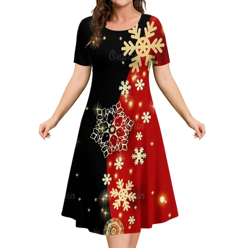 Cartoon-Elk-Dress-Women-Cute-Christmas-Snowflake-Print-Dress-Winter ...
