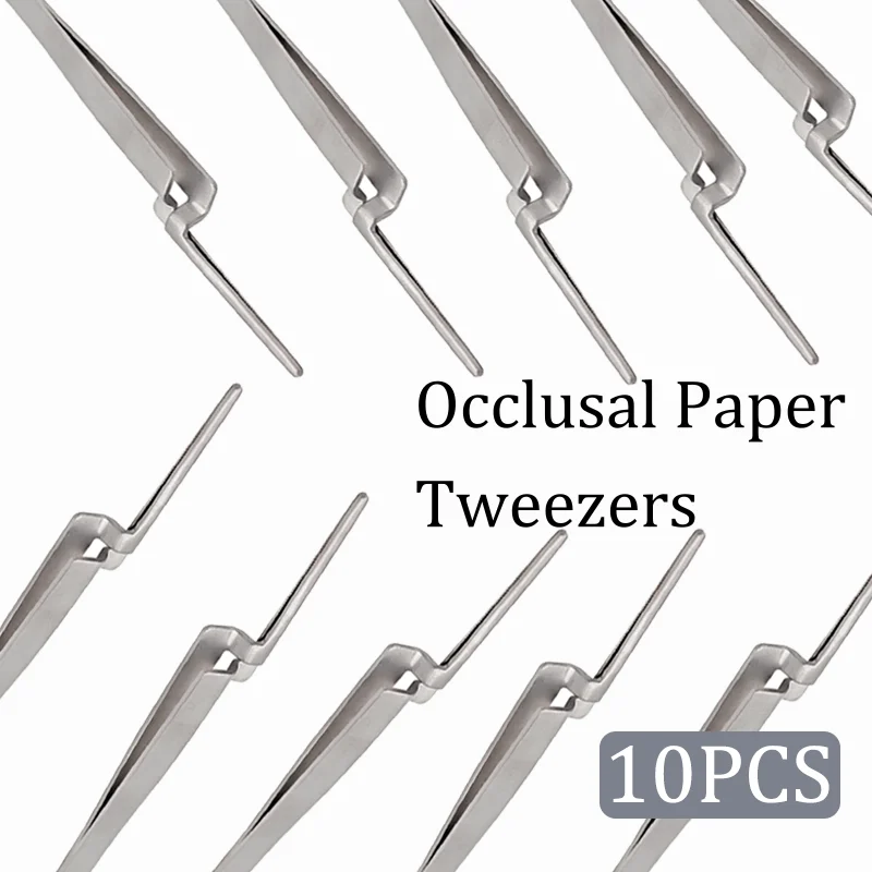 3/5/10Pcs Dental Occlusal Paper Tweezers Stainless Steel Curved Bite ...