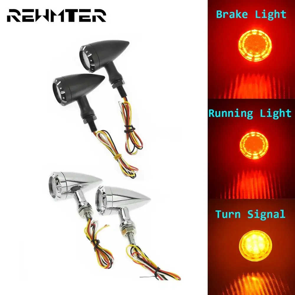 Universal Motorcycle LED Turn Signal Light Running Brake Lights 10mm ...