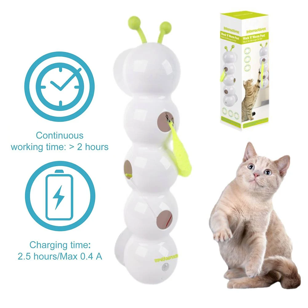 Caterpillar Interactive Cat Toy Motion Activated Wack A Worm Post Toy ...