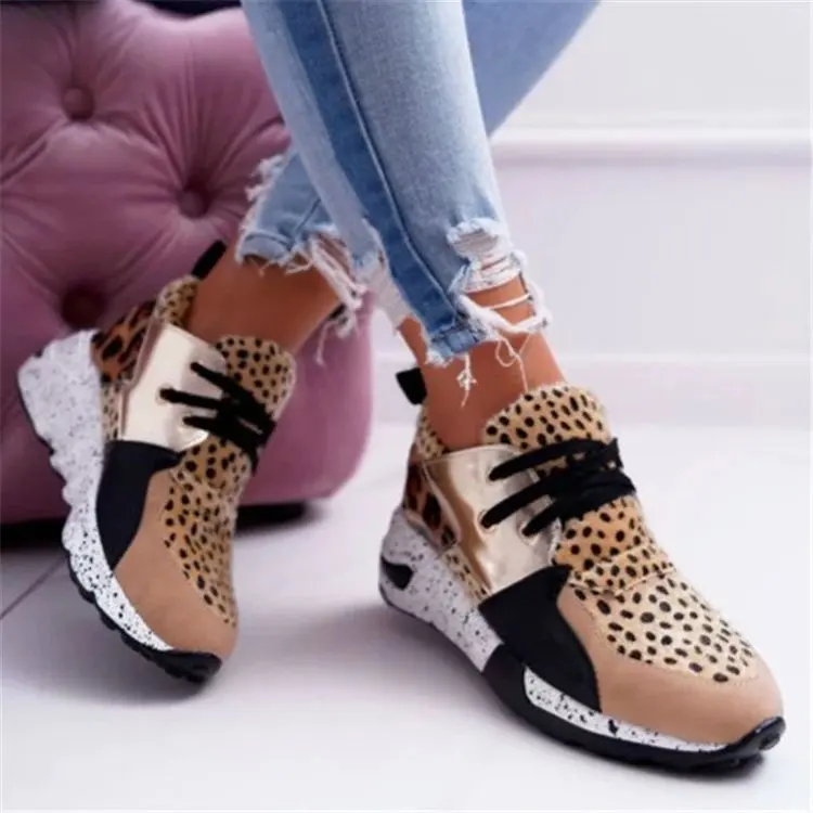 New-Spring-Leopard-Print-Shoes-for-Women-Lace-up-Non-slip-Running-Shoes ...