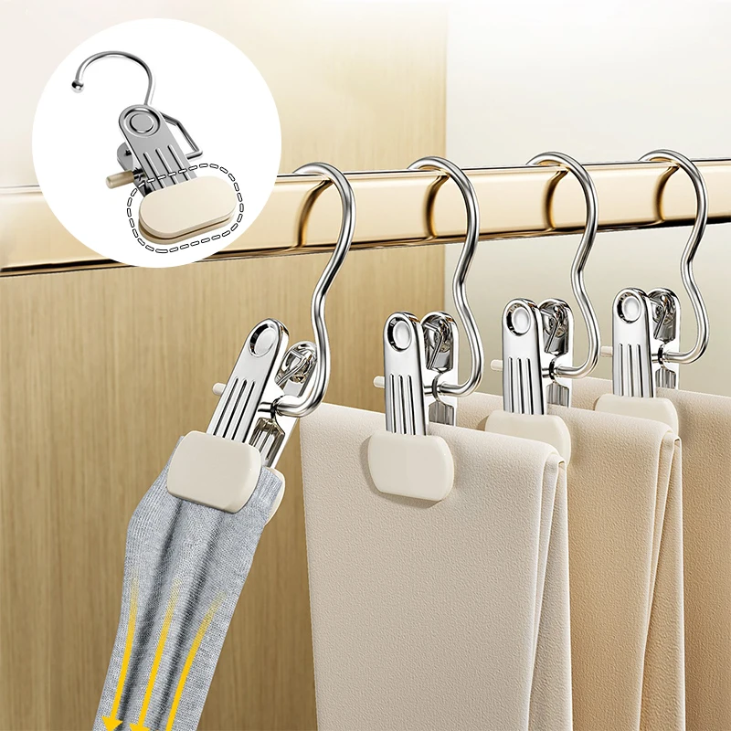 1Pc-Stainless-Steel-Laundry-Clothes-Clips-With-Hook-Closet-Clothes ...