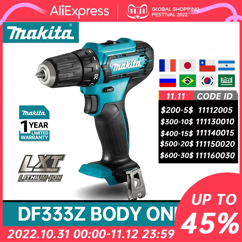 Makita Original Cordless Compact Driver Drill Df333/df333d Body Only ...