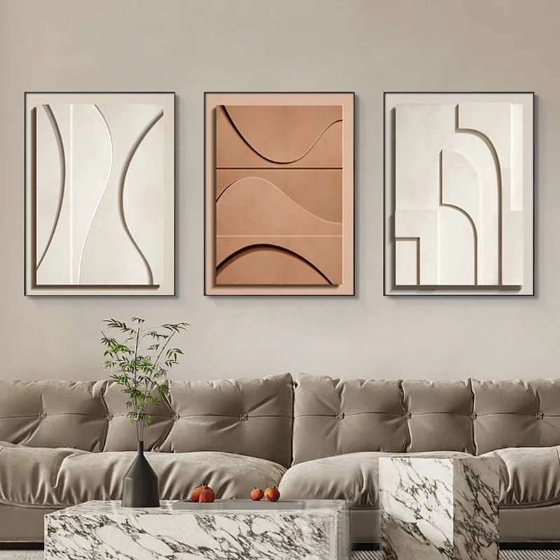 Abstract Geometric Poster 3d Effect Decor Painting Modern Lines Art ...