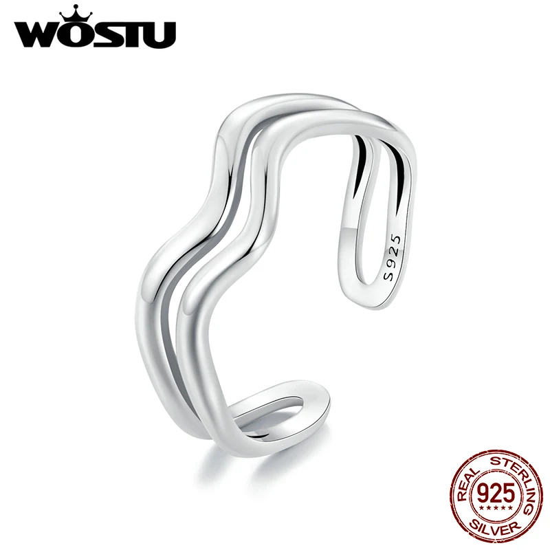WOSTU-925-Sterling-Silver-Creative-Double-Wavy-Opening-Rings-Women ...