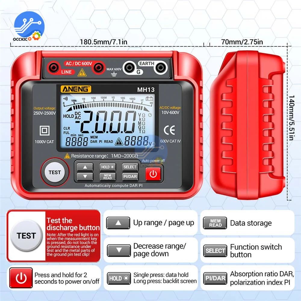 Mh13 Megohmmeter Ohm Tester Digital Multimeter Megometro Insulation ...