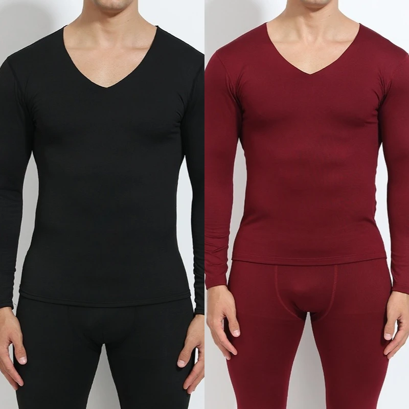 Men Traceless Thermal Underwear Autumn Clothes Autumn Pants Set Thin ...