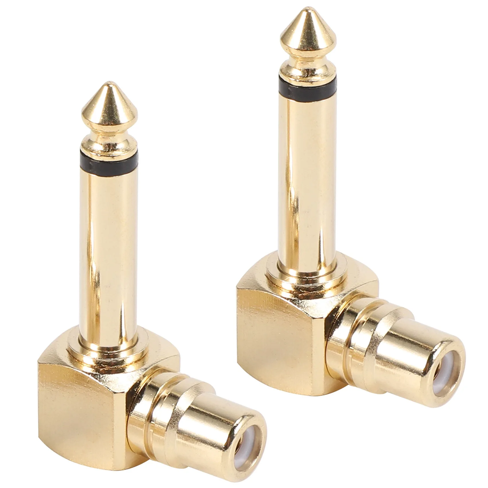 2-PACK-RCA-Female-Jack-to-1-4-inch-Mono-Male-Plug-Right-Angle-Audio ...