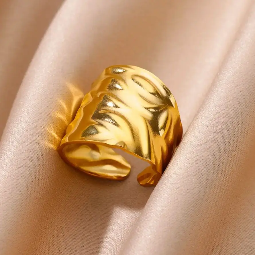 Vintage-Stainless-Steel-Exaggerated-Rings-For-Women-Geometric-Wide ...