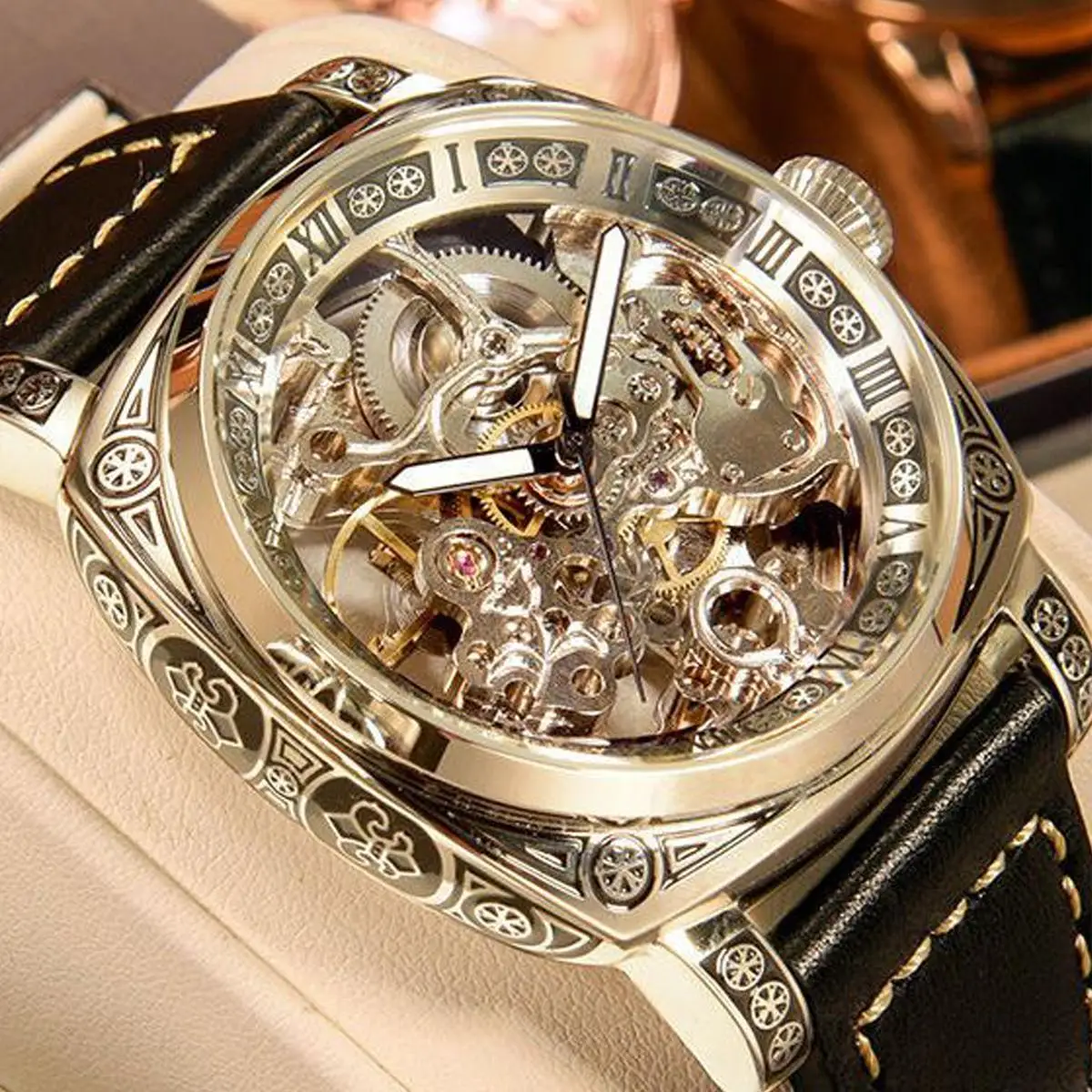 A-MEN-S-Black-Zinc-Alloy-Business-Style-Luminous-Carved-Fully-Automatic ...