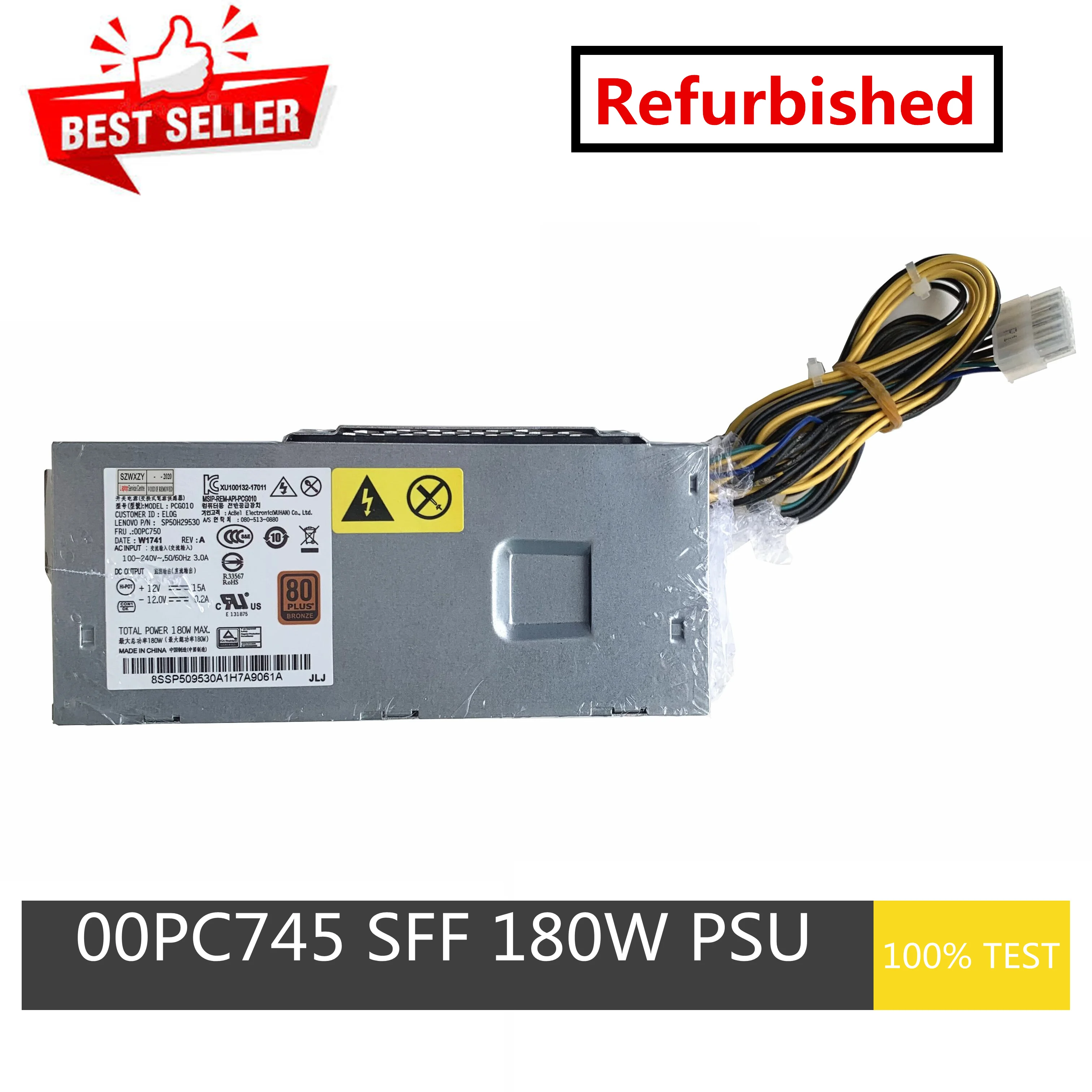 레노버 씽크 센터 데스크탑 SFF 180W PSU 전원 공급 장치 10 + 4 핀 00PC745 00PC750 00PC752 ...