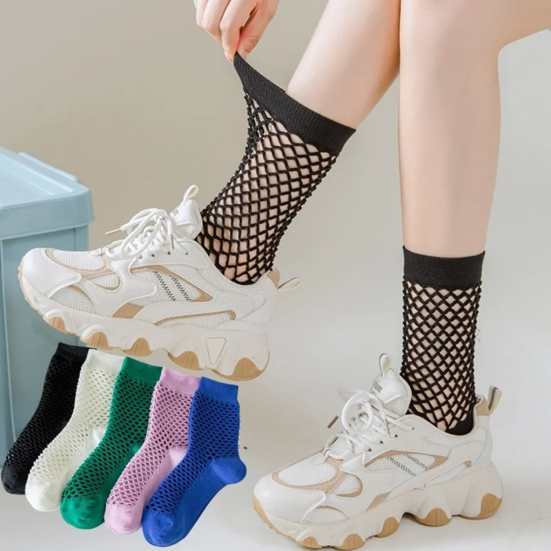 Spring-Summer-Fishnet-Socks-Women-s-Solid-Color-Hole-Socks-Ladies ...