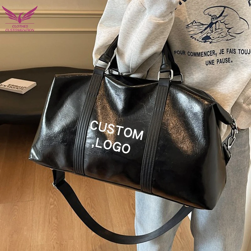 Custom Leather Sports Gym Bag Outdoor Travel Fitness Camping Training ...