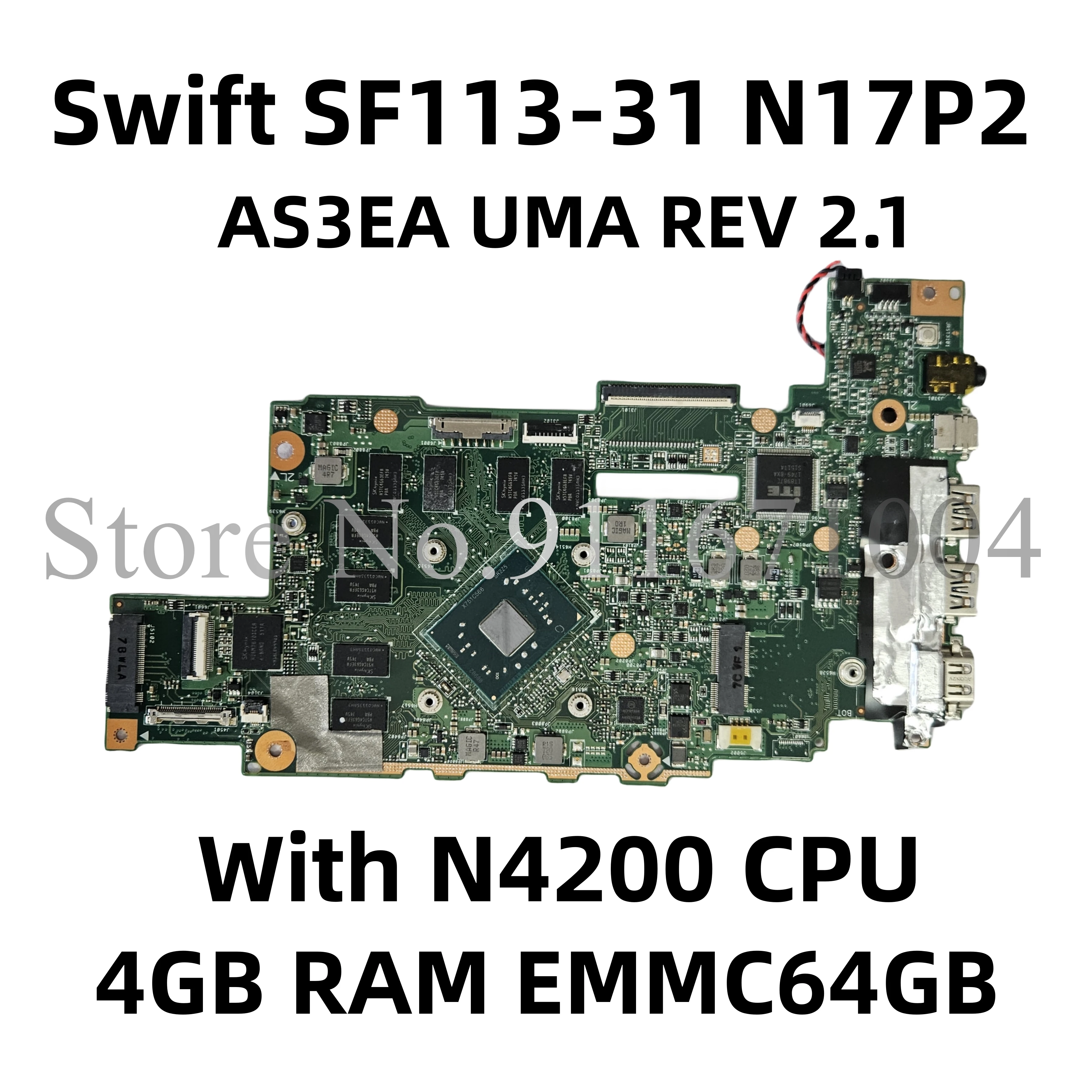 For-Acer-Swift-SF113-31-N17P2-Laptop-Motherboard-AS3EA-UMA-REV-2-1-WIth ...