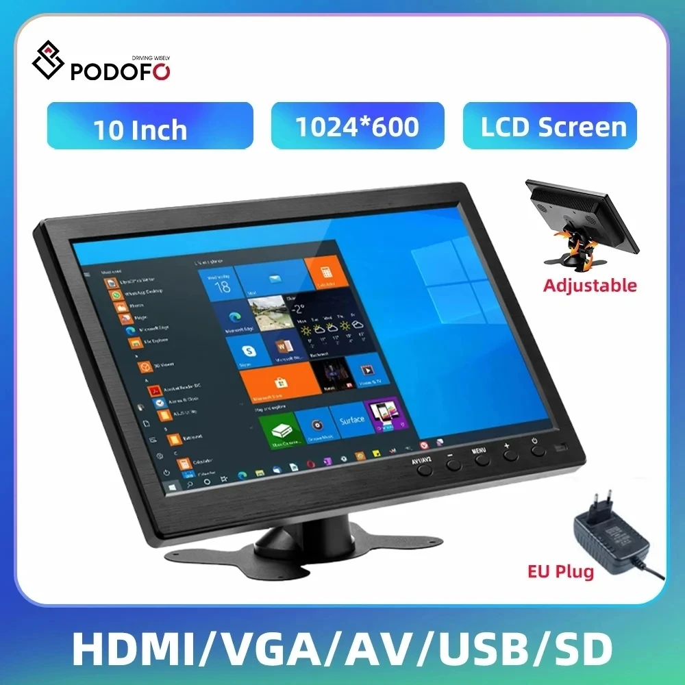 Podofo-10-1-LCD-HD-Monitor-Mini-TV-Computer-Speaker-HDMI-VGA-Display ...