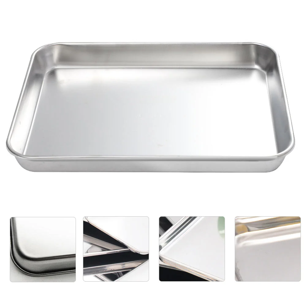 Stainless-Steel-Tray-Rectangular-Stainless-Plate-Flat-bottom-Tray-Food ...