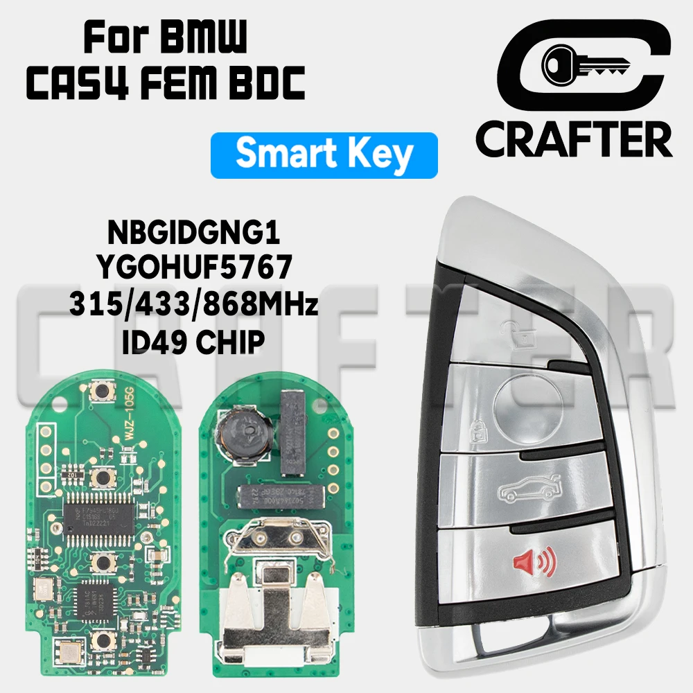 Key Crafters NBGIDGNG1 315/433/868MHz ID49 Smart Card Key For BMW 1-7 ...