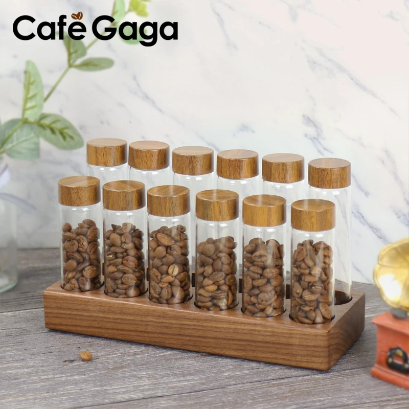 Coffee Beans Storage Container Glass Tube Display Rack Single Dose 17g ...