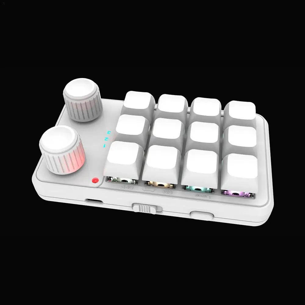 USB-Mini-Keypad-12-Keys-2-Knob-Custom-Programming-Macro-Mechanical-Keyboard-Outeum-Red-Switch ...