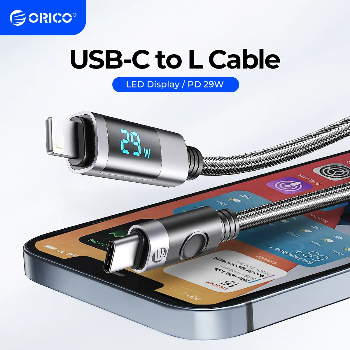ORICO USB C Cable for MacBook LED Display USB C Fast Charging for ...