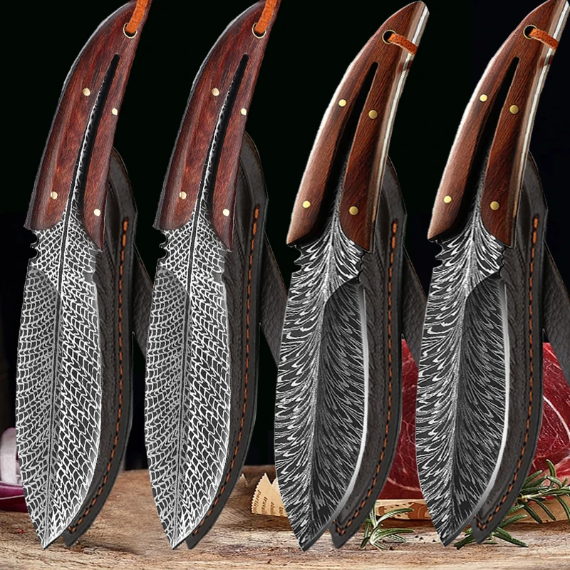 Multi-Purpose-Pocket-Butcher-Knife-Feather-Pattern-Boning-Knife-Meat ...