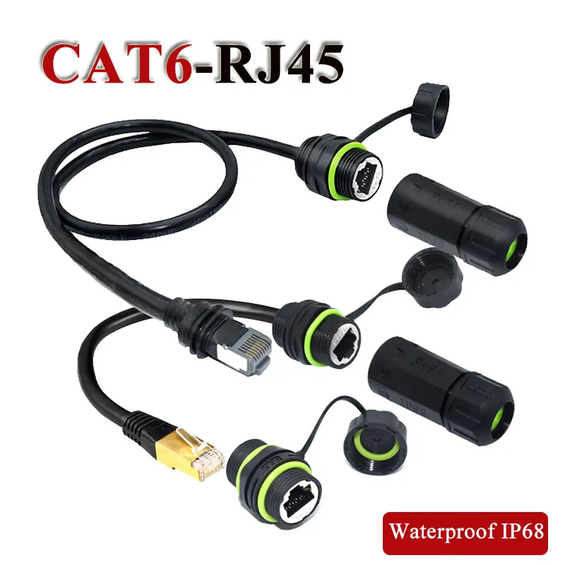 CAT6 RJ45 Network Plug Waterproof IP68 8P8C Male to Female Mount Panel ...