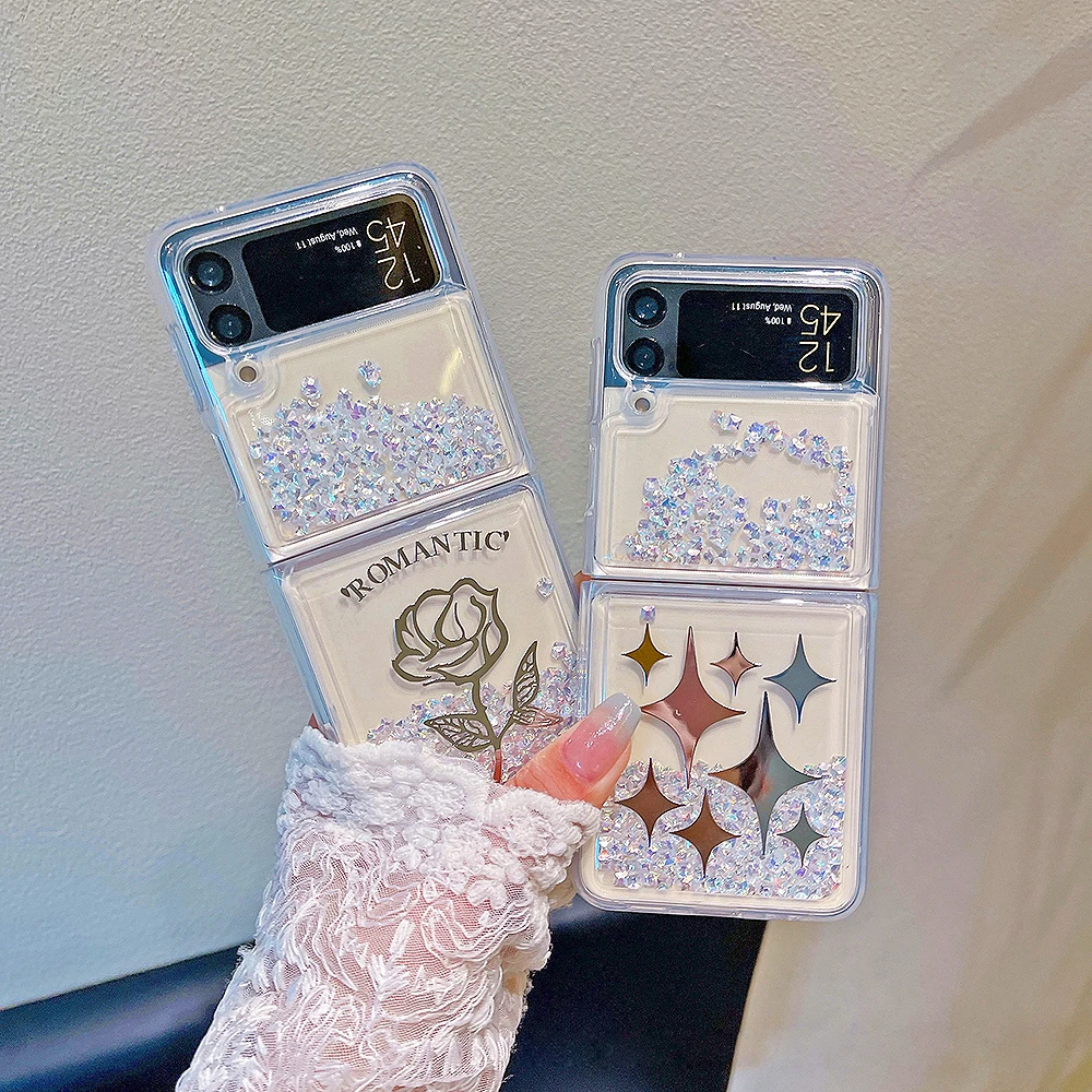 Transparent-Phone-Case-for-Samsung-Galaxy-Z-Flip4-Z-Flip3-Luxury-Bling ...
