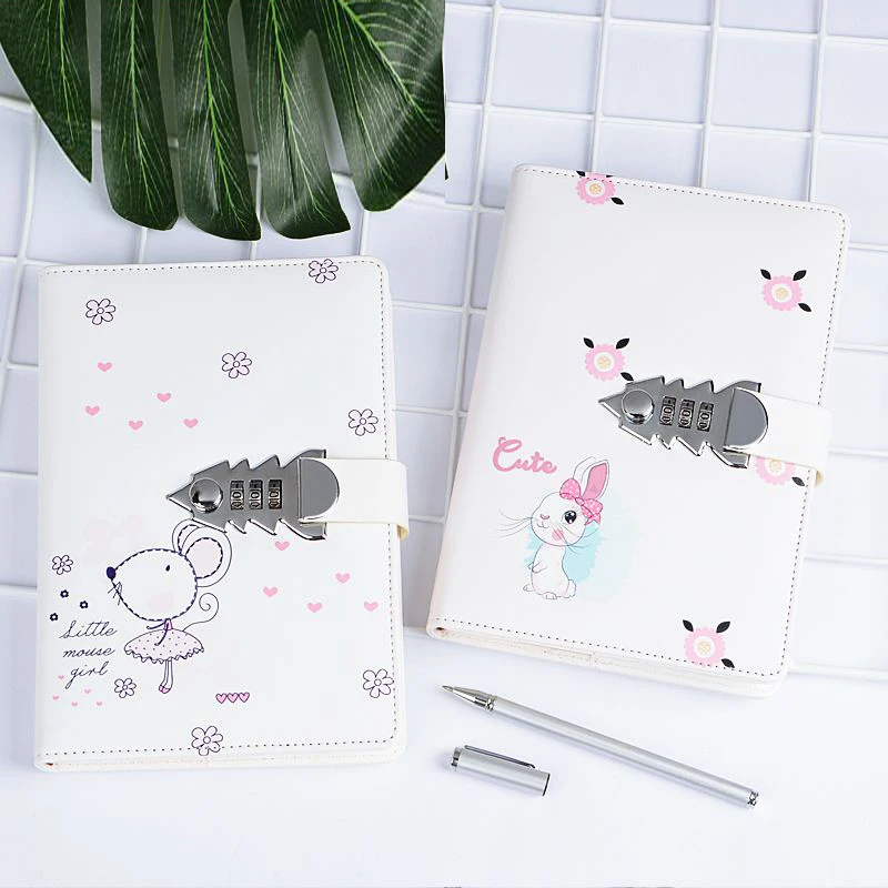 Cute-Password-A5-Notebook-Personal-Diary-with-Lock-Code-PU-Leather ...