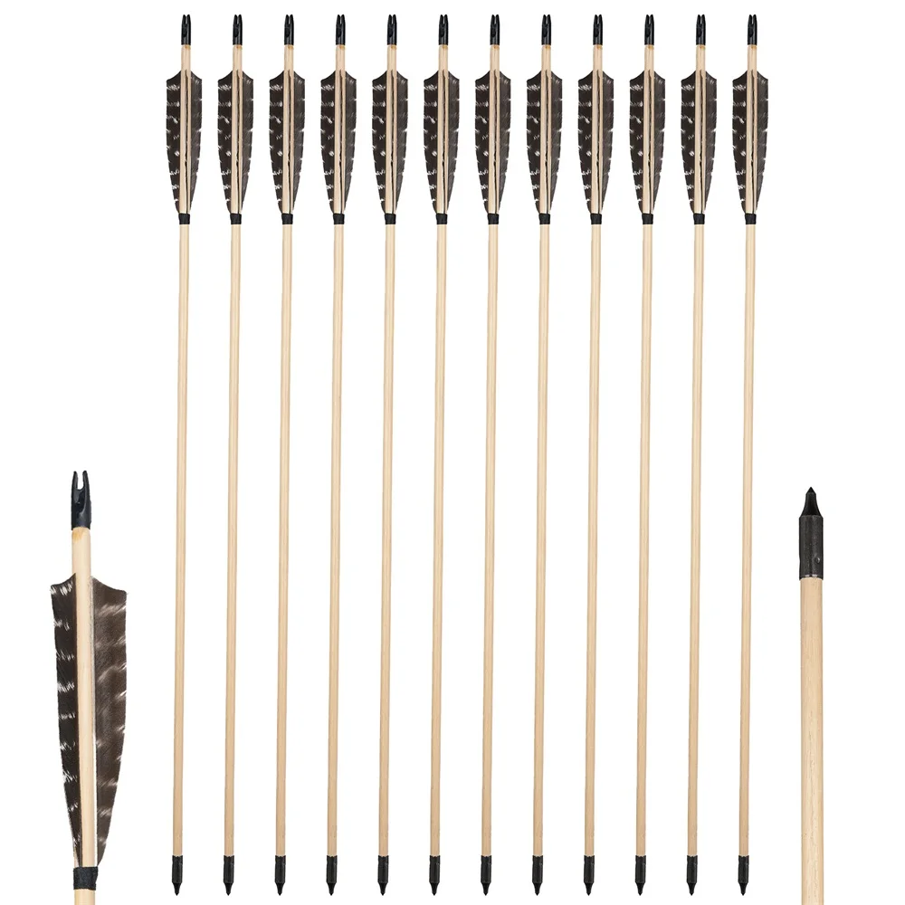 Archery-31-Wooden-Arrow-for-Traditional-Recurve-Longbow-Natural-Shield ...