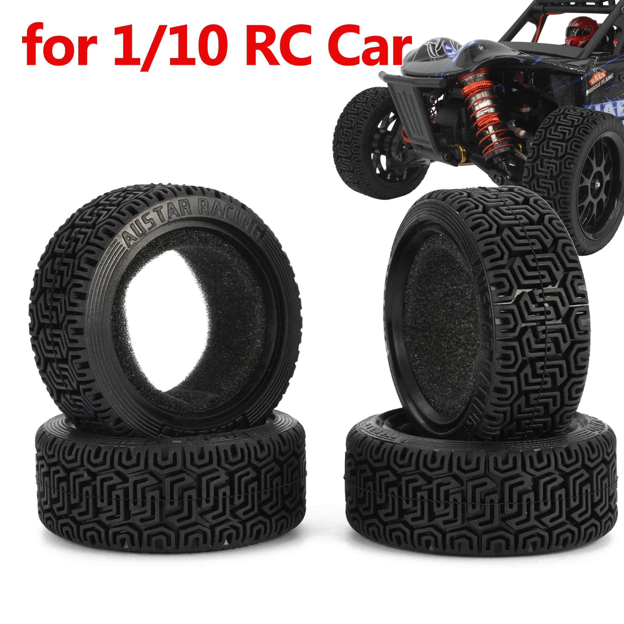 4pcs 1/10 48mm Medium Grain Drift RC On-road Car Tyre Rubber Tension ...