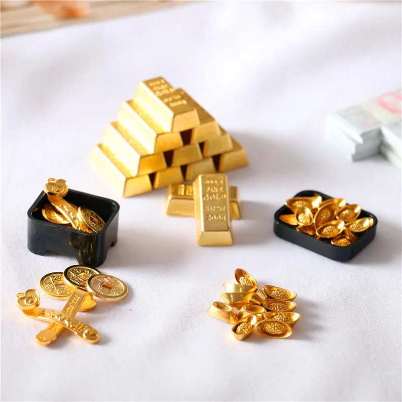 10PCS-Dollhouse-Accessories-Mini-Simulation-Gold-Ingot-Gold-Bar-Fortune ...