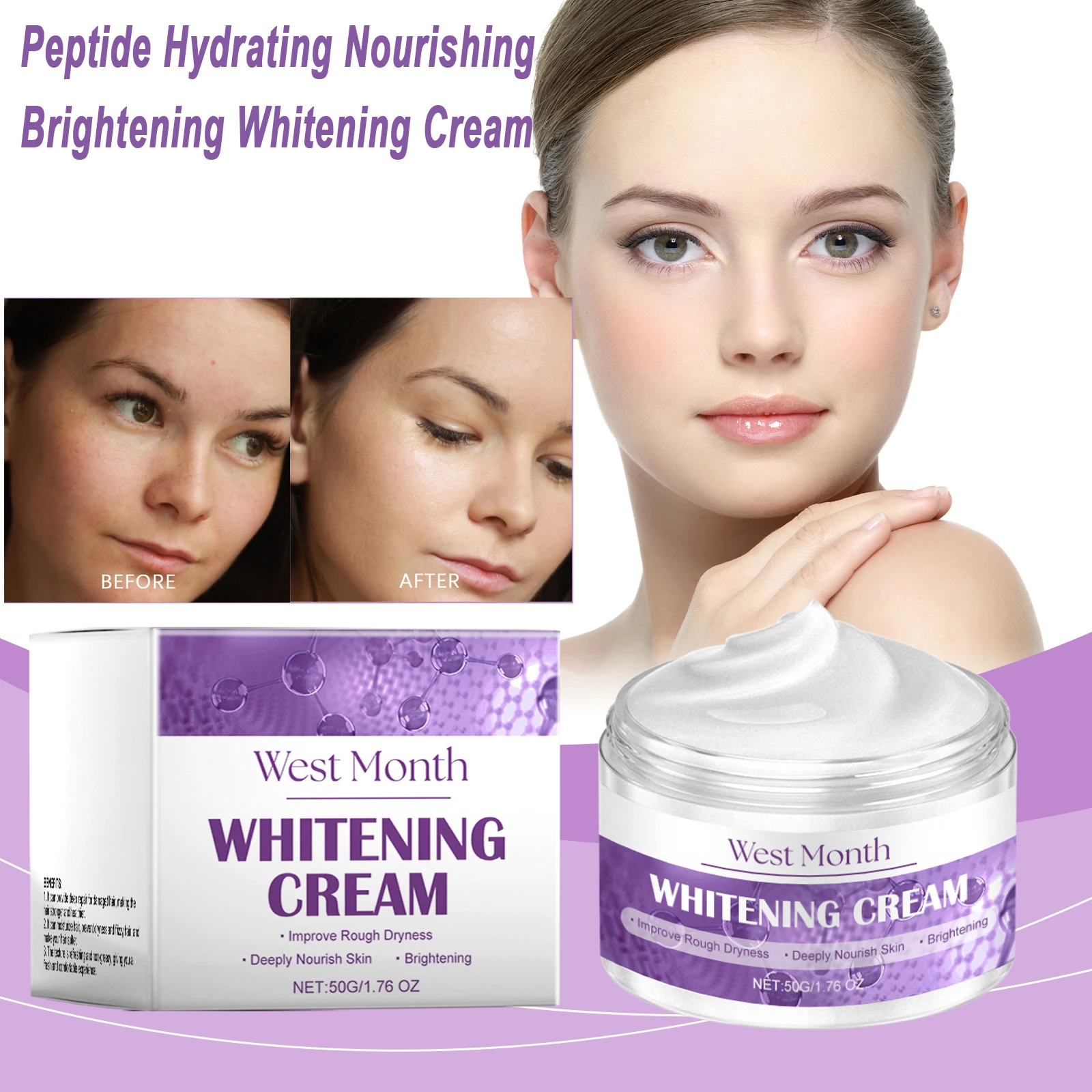 Peptide Whitening Cream Anti Melanin Fade Pigmentation Lighten Dark ...