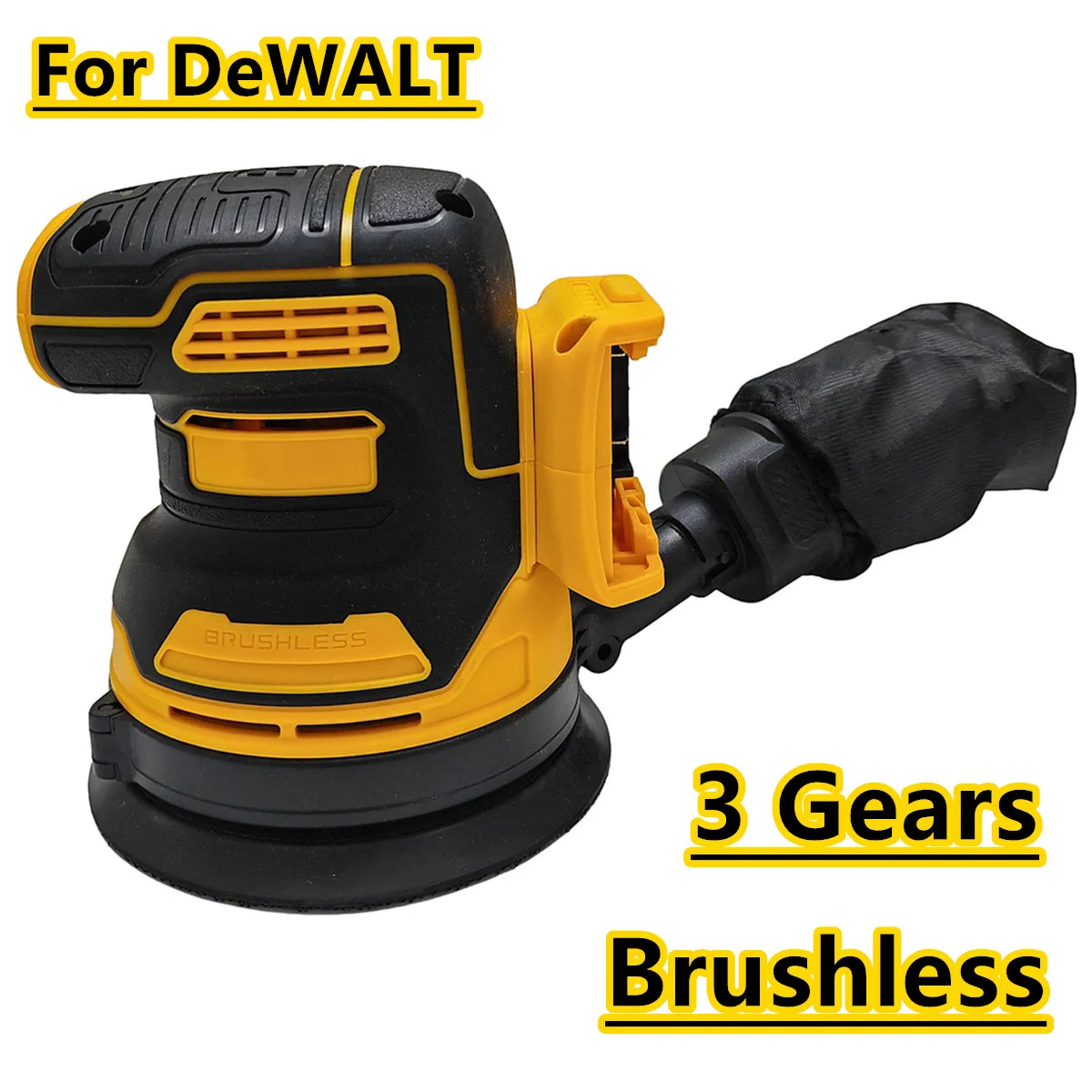 Brushless Cordless Disc Random Orbital Sander 125mm 3 Gears Woodworking ...