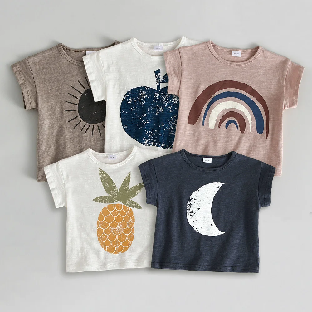 Fashion Kids Summer T-shirts Slub Cotton Toddler Baby Clothes Children ...