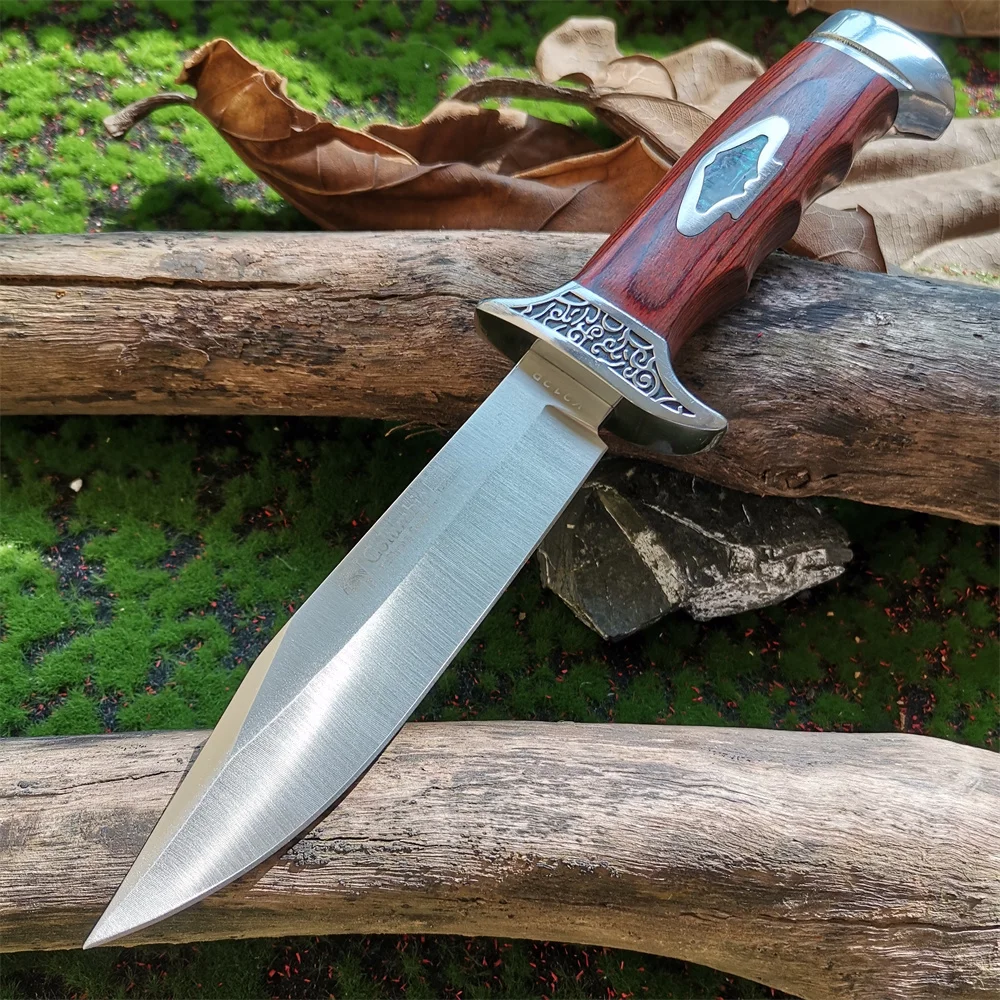 Outdoor-Camping-Knife-Fixed-Blade-Straight-Knife-with-Wood-Handle-7Cr13 ...