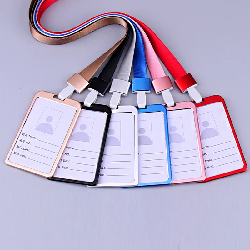 6 PCS Employee Id Card Holder Case Aluminium Women Men Name ID Credit ...