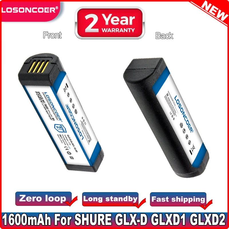 LOSONCOER SB902 1600mAh Battery For SHURE GLX-D Digital Wireless ...