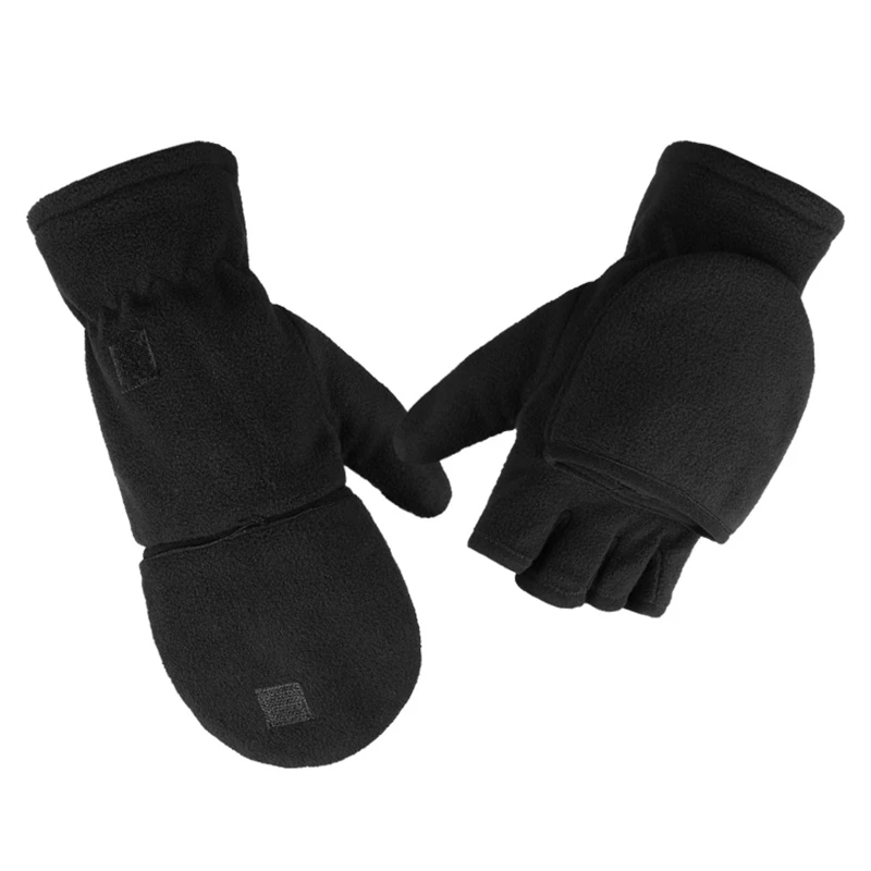 Windproof-Convertible-Flip-Top-Gloves-Winter-Warm-Mittens-Half-Finger ...