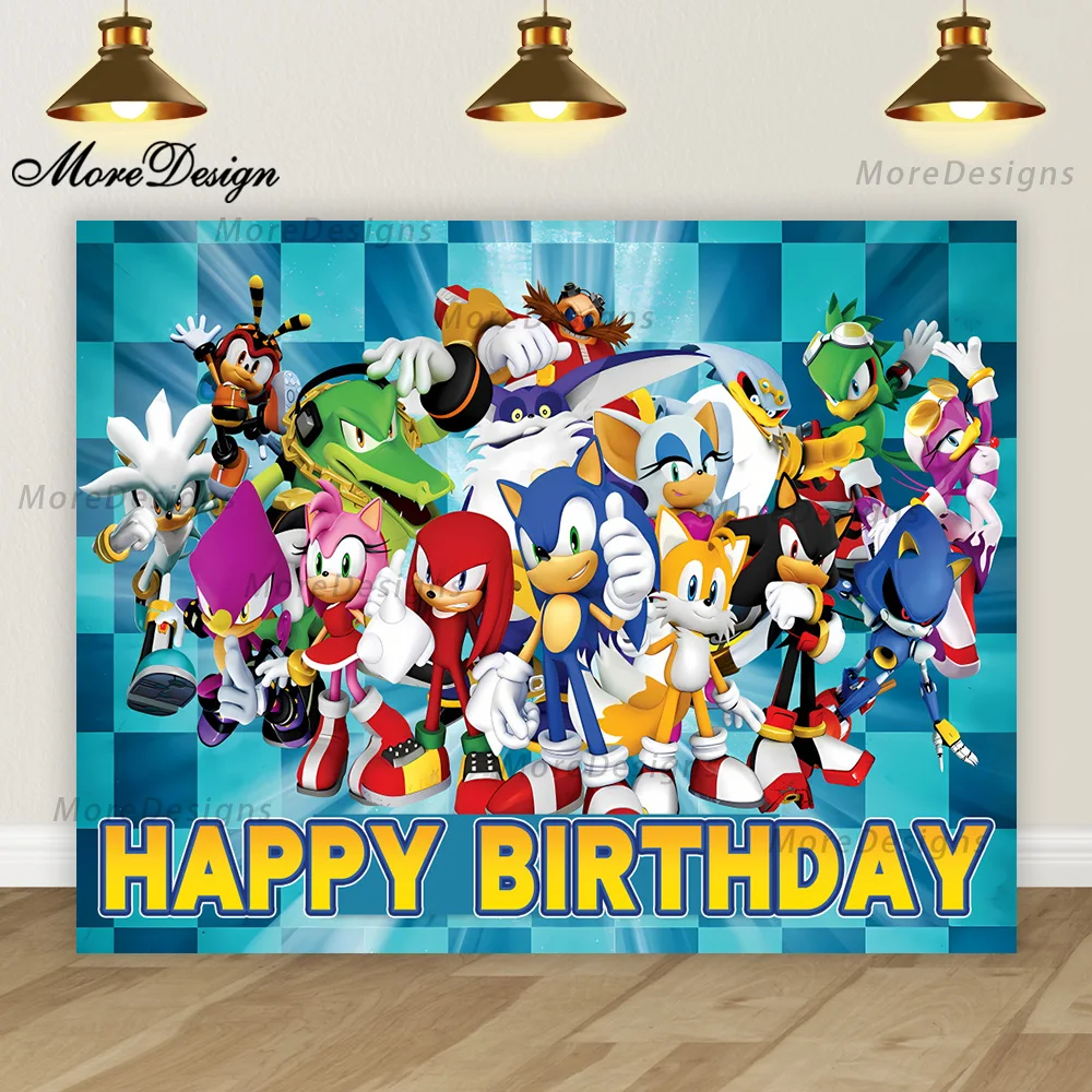 Banner de cumpleaños de Sonic para niños, fiesta de niños, fotografía ...