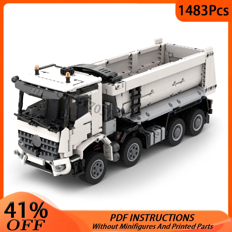 MOC Technology Dump Truck Trailer Transport Car Model Building Blocks ...