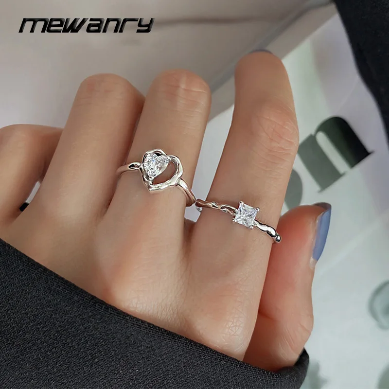Mewanry-Irregular-Love-Heart-Zircon-Rings-For-Women-Girls-Classic ...