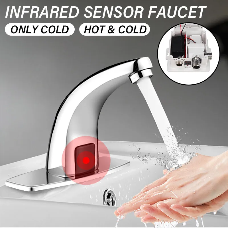 Hot-Cold-Bathroom-Automatic-Infrared-Sensor-Faucets-Basin-Tap-Touch ...