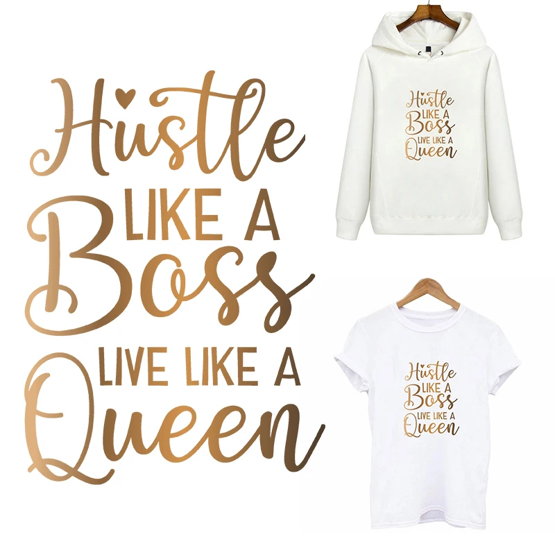 Hustle-Boss-Queen-Iron-On-Transfer-For-Clothing-DIY-Washable-Thermal ...
