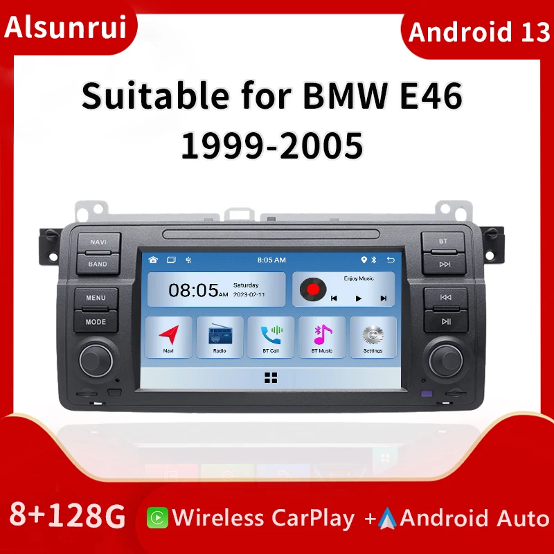 Wireless-Carplay-2-Din-Android-13-Car-Radio-For-BMW-E46-M3-Rover-75 ...