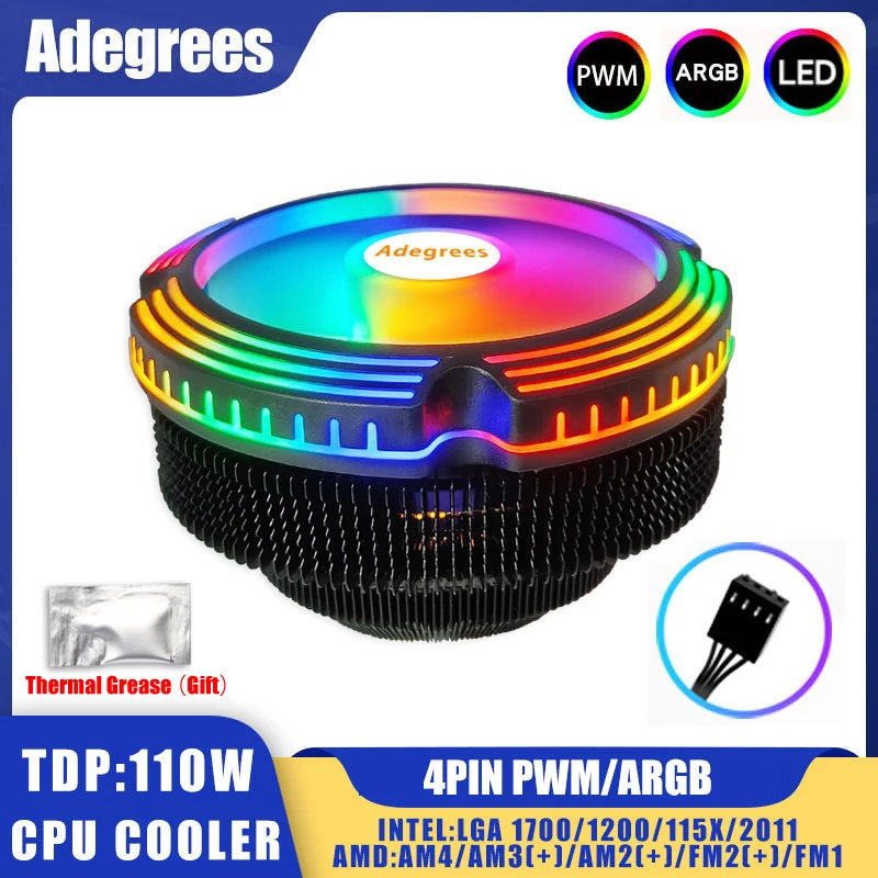 120MM-CPU-Air-Cooler-4PIN-PWM-ARGB-Cooling-PC-Radiator-Fan-for-Intel ...