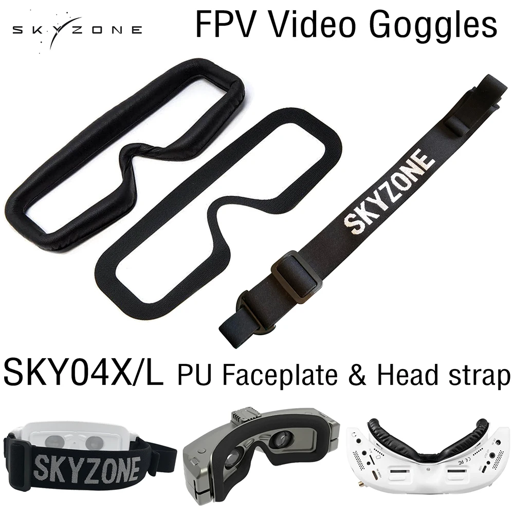 Skyzone SKY04X/L FPV Goggles Head Strap Faceplate Mask PU Pad w/Magic ...