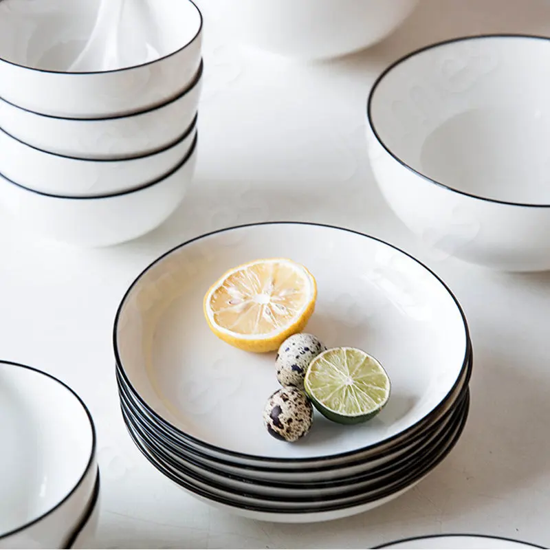 Black White Ceramic Plates | Pasta Plate Ceramic Tableware - Nordic ...